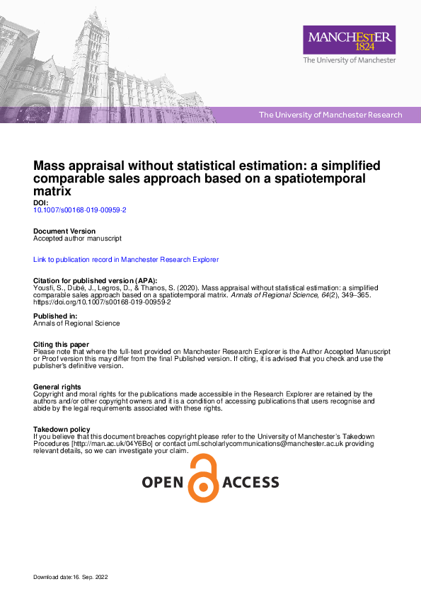 (PDF) Mass appraisal without statistical estimation: a simplified ...