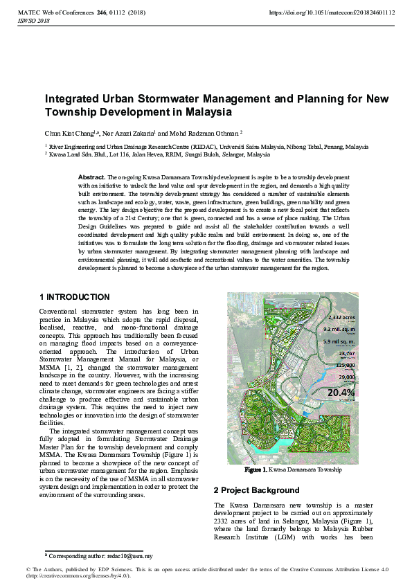 (PDF) Integrated Urban Stormwater Management and Planning for New ...