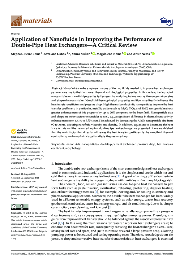 (PDF) Application of Nanofluids in Improving the Performance of Double-Pipe Heat Exchangers—A ...