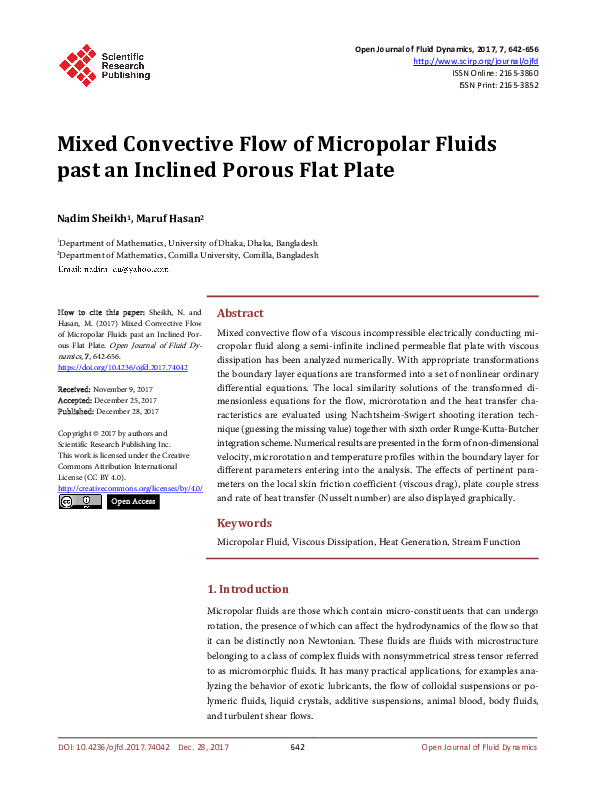 (PDF) Mixed Convective Flow of Micropolar Fluids past an Inclined ...