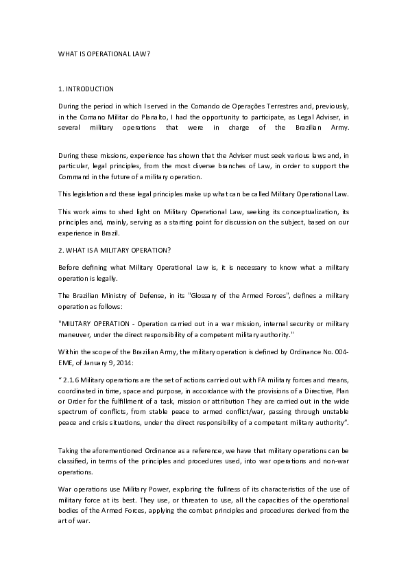 (DOC) WHAT IS OPERATIONAL LAW?