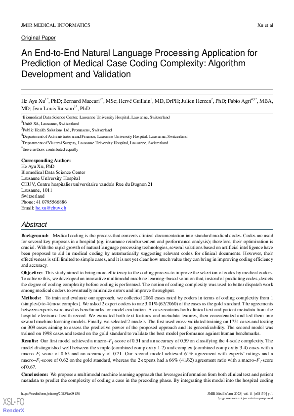 An End-to-End Natural Language Processing Application for Prediction of Medical Case Coding ...