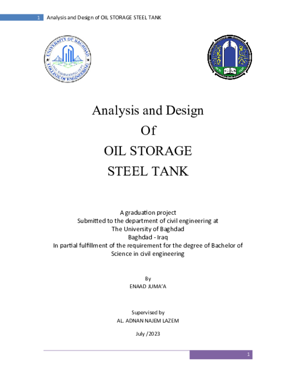 (DOC) Analysis and Design of OIL STORAGE STEEL TANK
