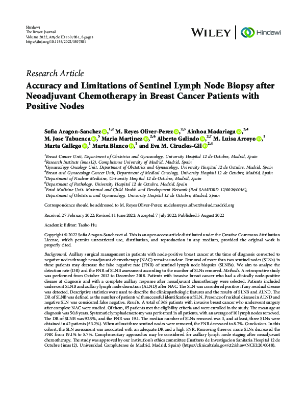 Pdf Accuracy And Limitations Of Sentinel Lymph Node Biopsy After