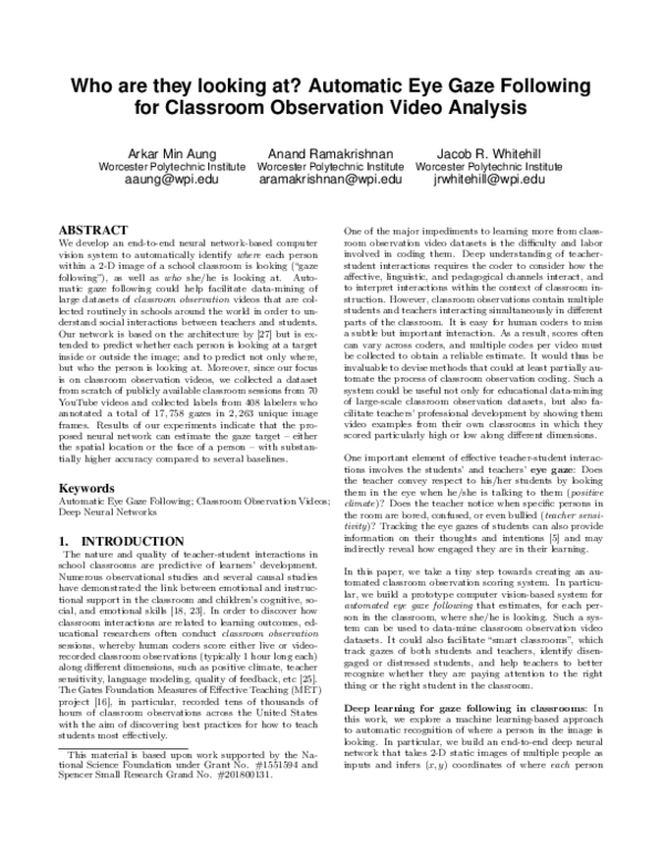 Pdf Who Are They Looking At Automatic Eye Gaze Following For
