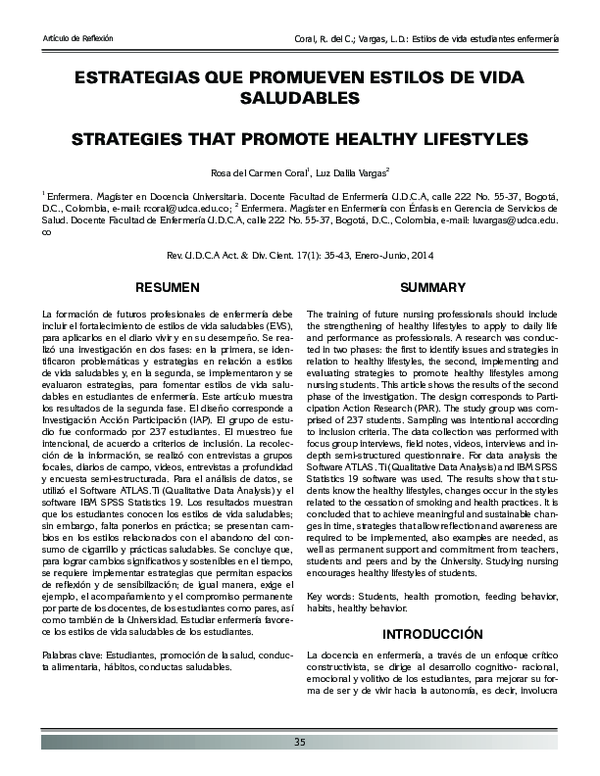 (PDF) Estrategias que promueven estilos de vida saludables