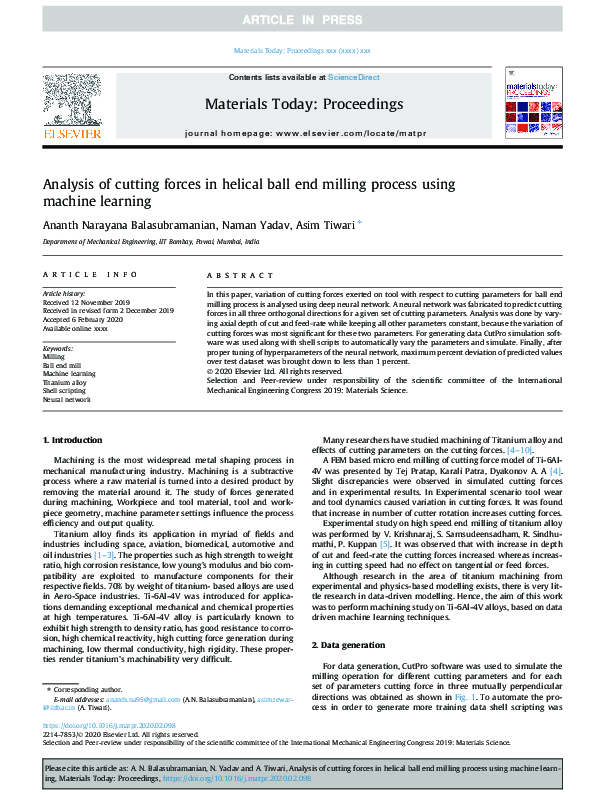 Pdf Analysis Of Cutting Forces In Helical Ball End Milling Based On Coordinate Conversion