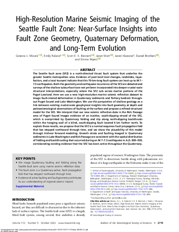 (PDF) High-Resolution Marine Seismic Imaging of the Seattle Fault Zone ...