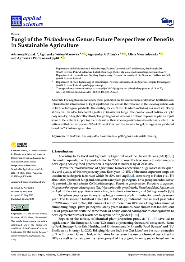 (PDF) Fungi of the Trichoderma Genus: Future Perspectives of Benefits in Sustainable Agriculture