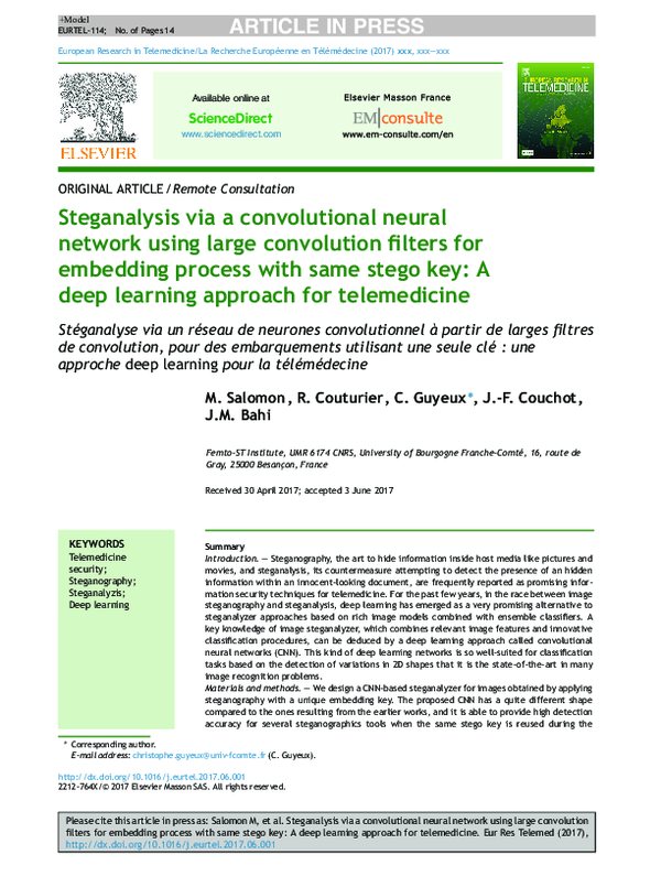 Pdf Steganalysis Via A Convolutional Neural Network Using Large Convolution Filters For
