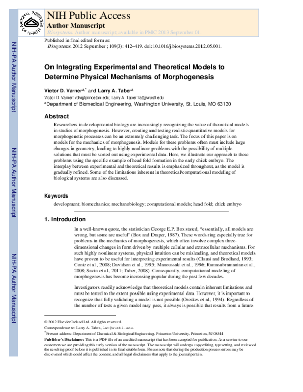 (PDF) On integrating experimental and theoretical models to determine physical mechanisms of ...