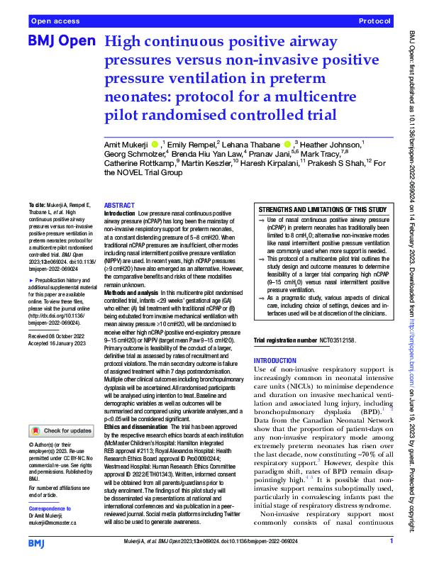 (PDF) High continuous positive airway pressures versus non-invasive ...