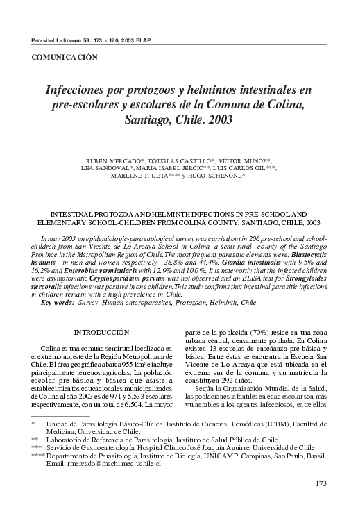 (PDF) Infecciones por protozoos y helmintos intestinales en pre ...