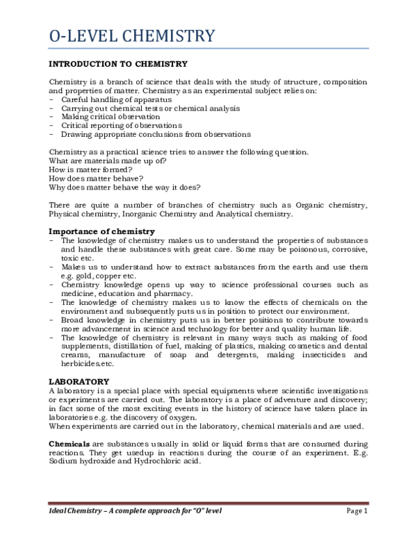 Pdf O Level Chemistry