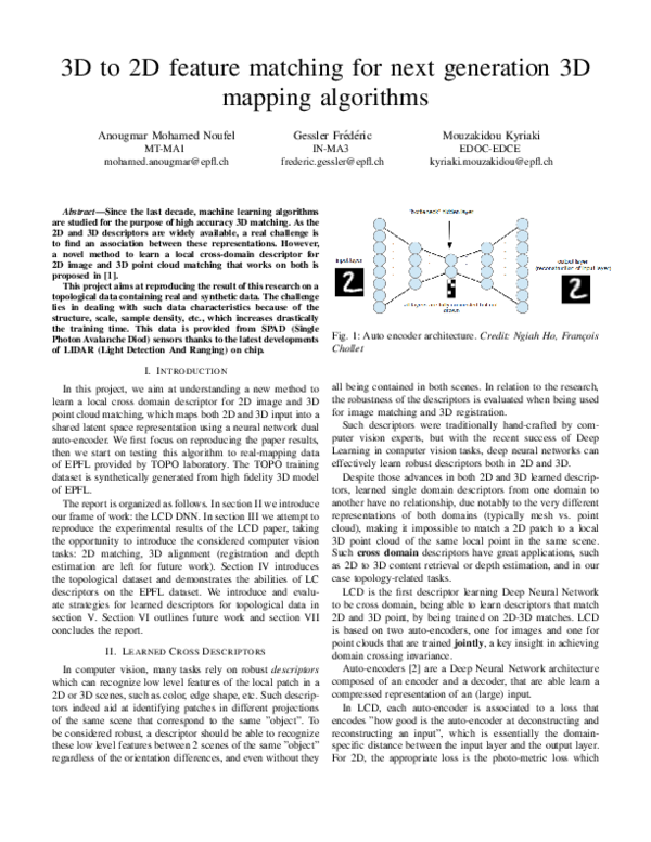 Pdf 3d To 2d Feature Matching For Next Generation 3d Mapping Algorithms