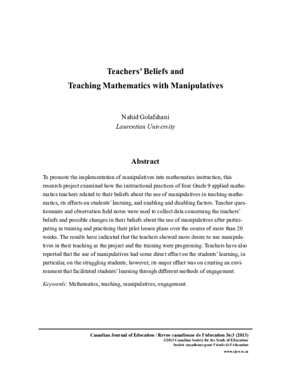 (PDF) Teachers’ Point of Views about Teaching Mathematics Effectively ...
