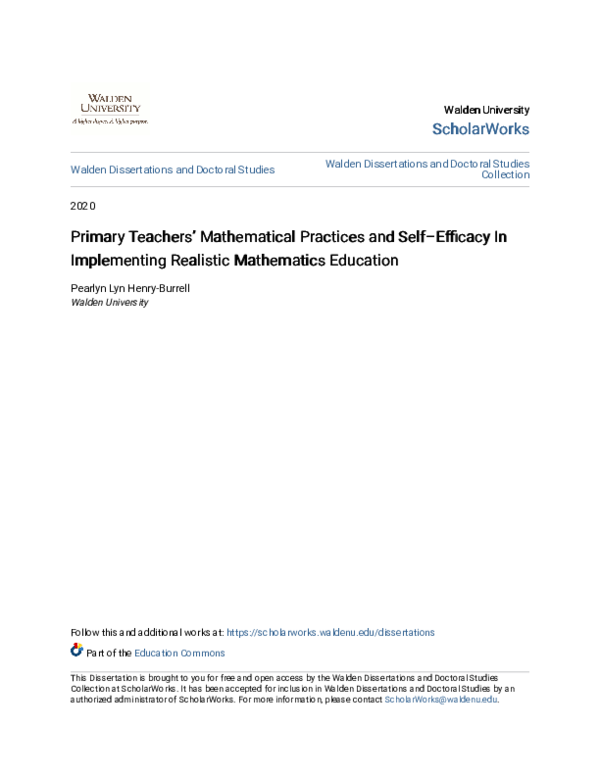 (PDF) Teachers’ Self-Efficacy in Realistic Math Education