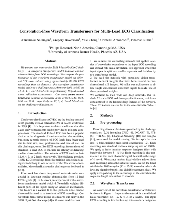 Pdf Convolution Free Waveform Transformers For Multi Lead Ecg Classification