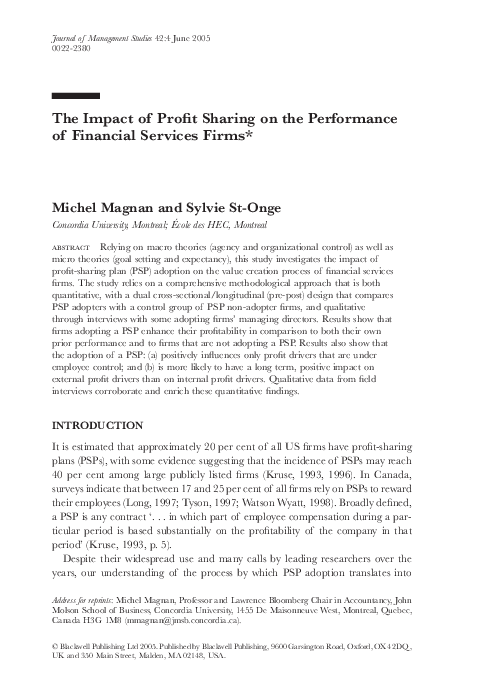 (PDF) The Impact of Profit Sharing on the Performance of Financial ...