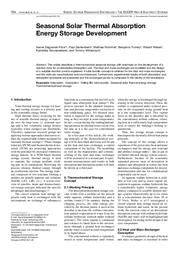 (PDF) Seasonal Solar Thermal Absorption Energy Storage Development