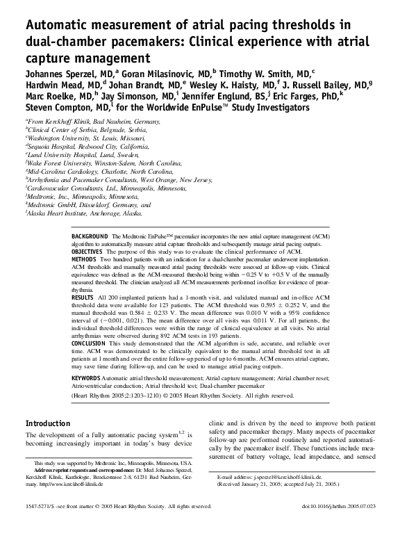 (PDF) Automatic measurement of atrial pacing thresholds in dual-chamber ...