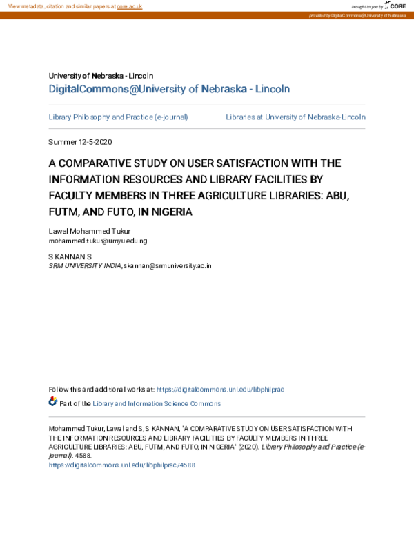 (PDF) A Comparative Study on User Satisfaction with the Information Resources and Library ...
