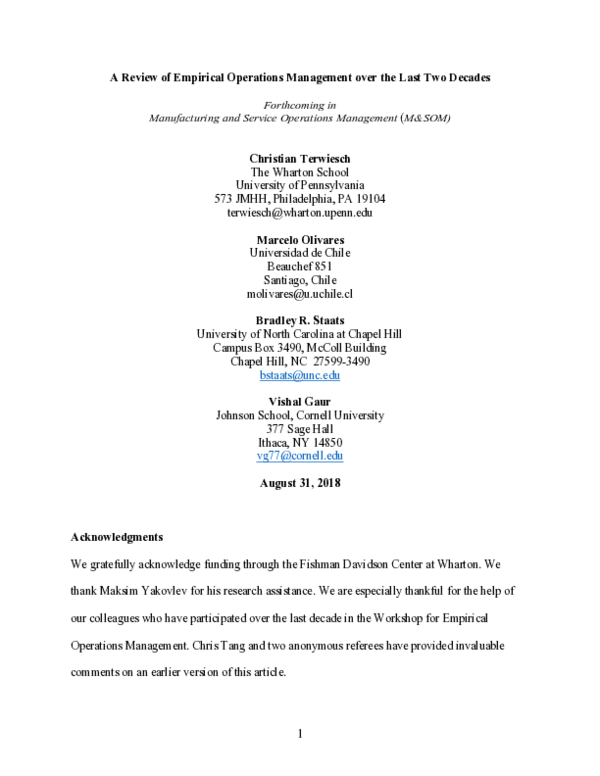 (PDF) OM Forum—A Review of Empirical Operations Management over the ...