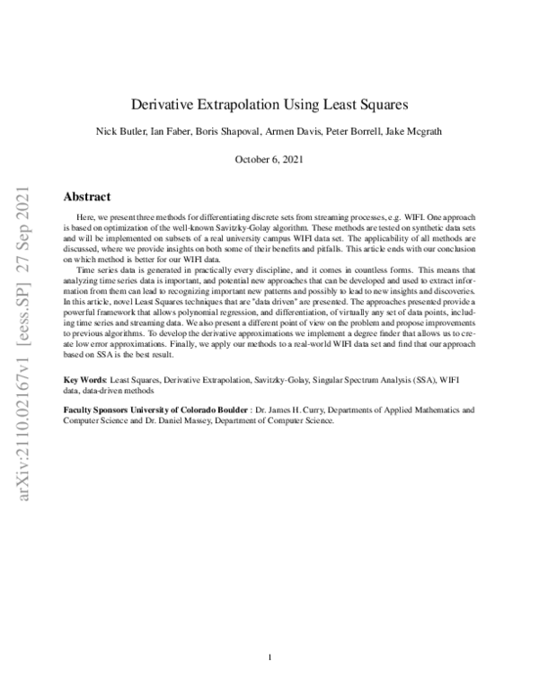 (PDF) Derivative Extrapolation Using Least Squares