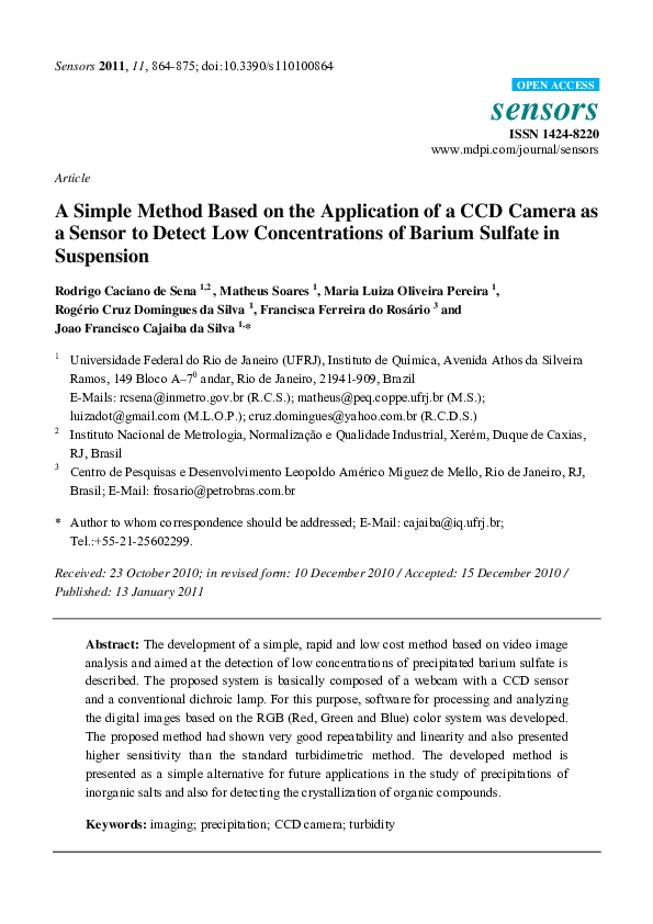 (PDF) A Simple Method Based on the Application of a CCD Camera as a ...