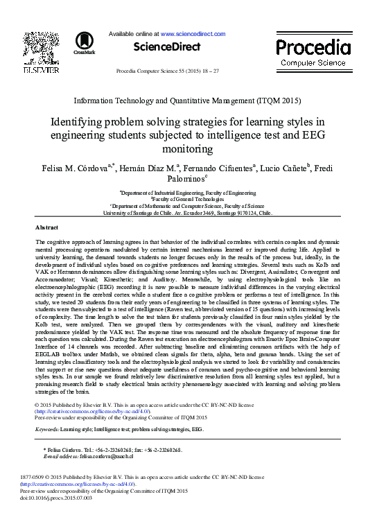 (PDF) Identifying Problem Solving Strategies for Learning Styles in Engineering Students ...