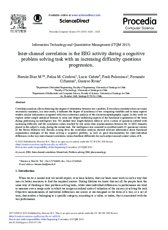 (PDF) Inter-channel Correlation in the EEG Activity During a Cognitive Problem Solving Task with ...