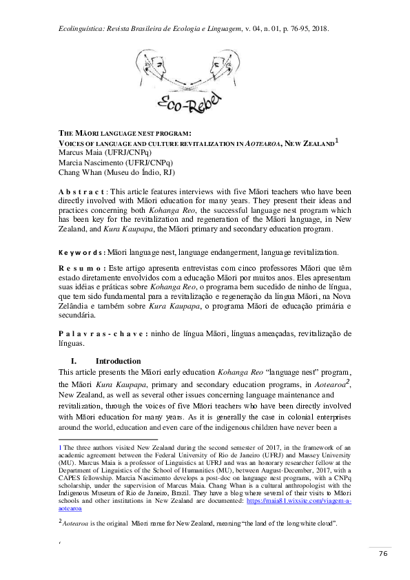 (PDF) The māori language nest program: voices of language and culture ...