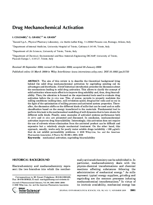 (PDF) Drug mechanochemical activation