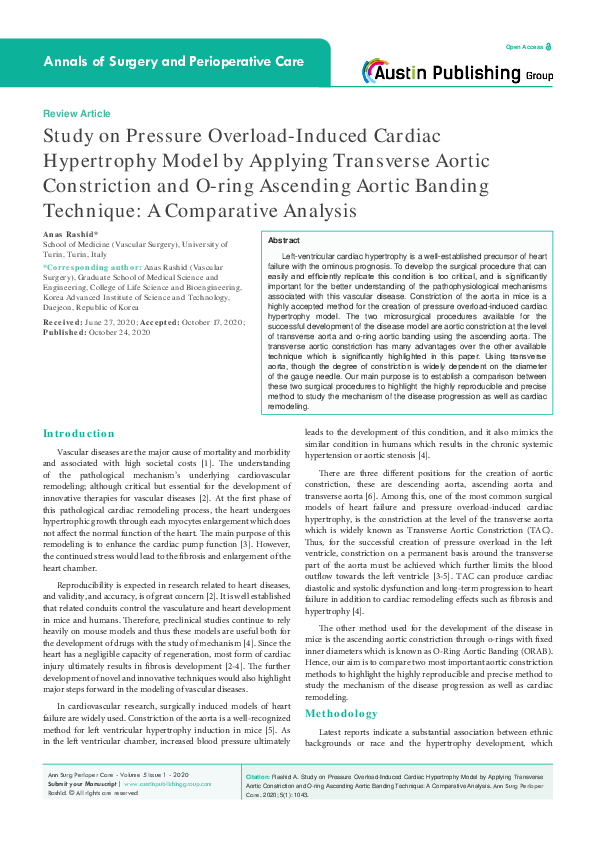 (PDF) Study on Pressure Overload Induced Cardiac Hypertrophy Model by ...