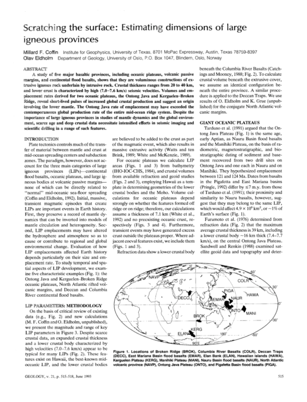(PDF) Scratching the surface: Estimating dimensions of large igneous provinces