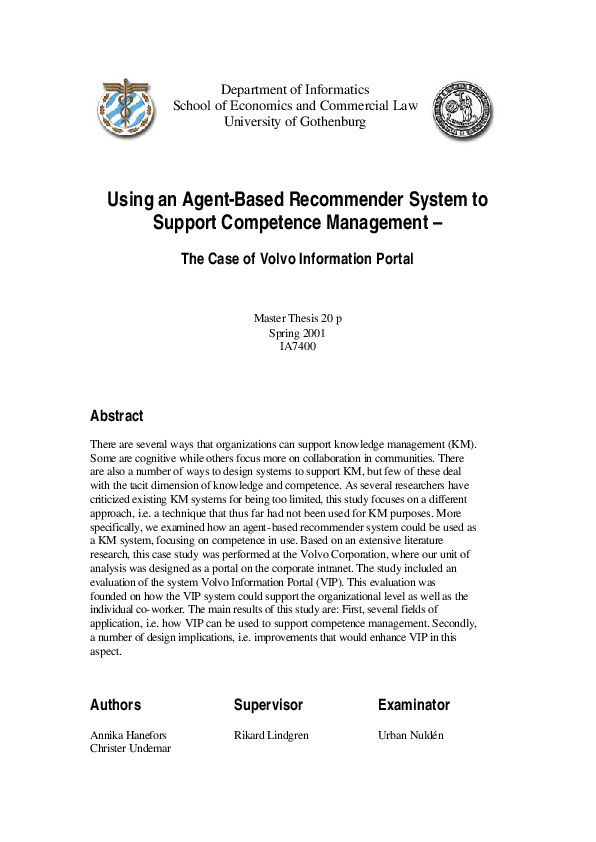 (PDF) Using an Agent-Based Recommender System to Support Competence ...