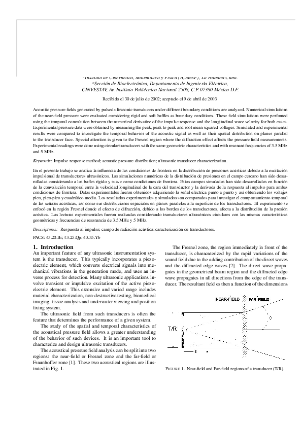 Pdf Circular Ultrasonic Transducer Characterization Theoretical And Experimental Results