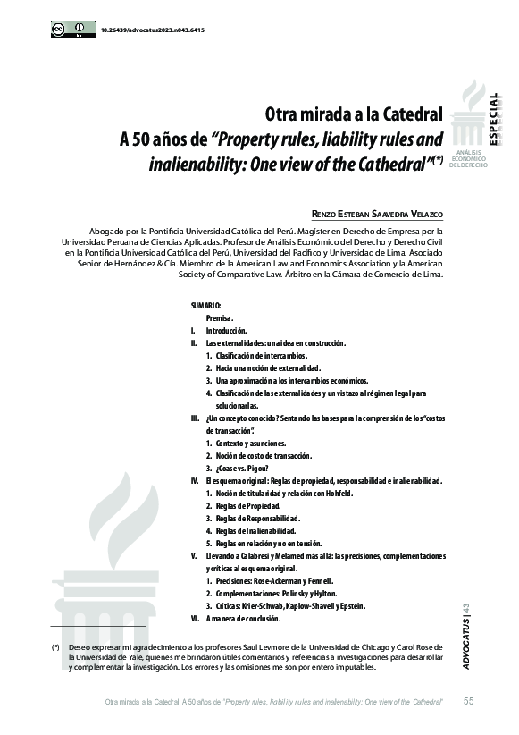 (PDF) Otra mirada a la Catedral: A 50 años de "Property rules ...