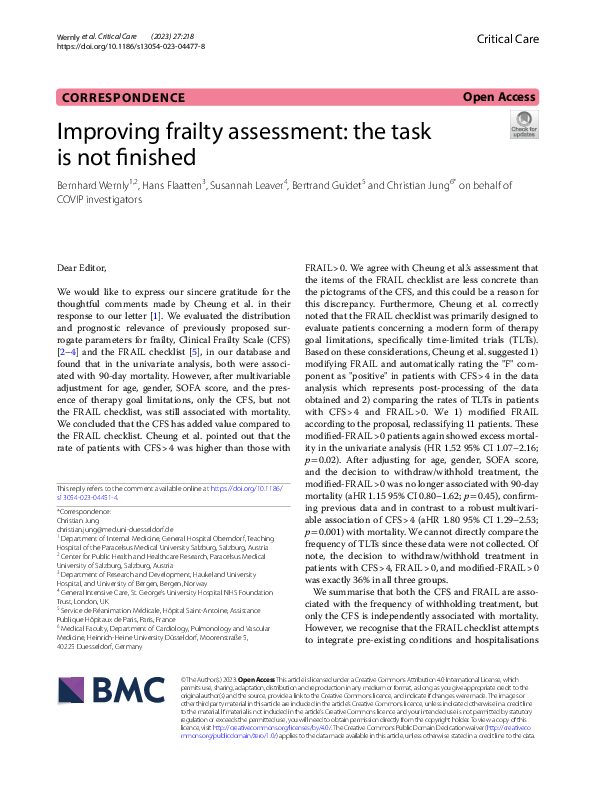(PDF) Improving frailty assessment: the task is not finished