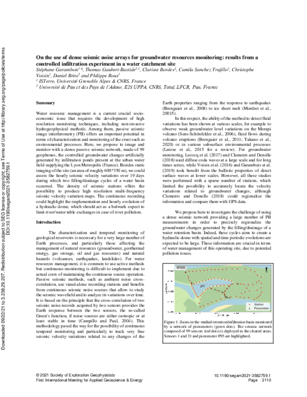 (PDF) On the use of dense seismic noise arrays for groundwater ...
