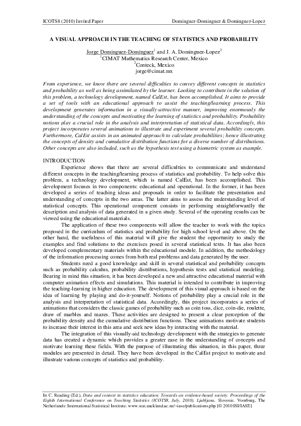 (PDF) A Visual Approach in the Teaching of Statistics and Probability