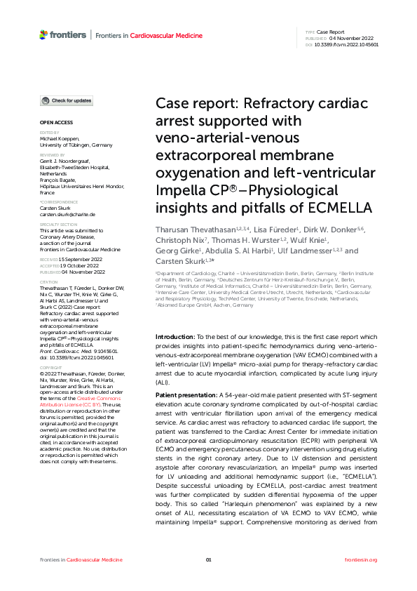 (PDF) Case report: Refractory cardiac arrest supported with veno ...