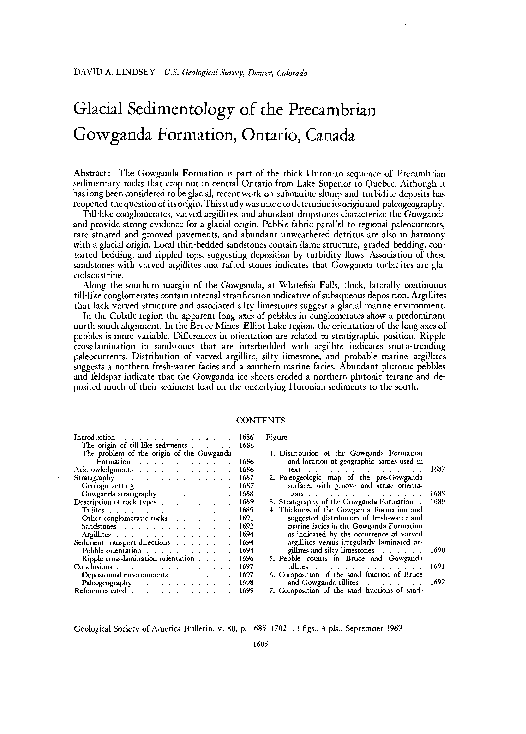 (PDF) Glacial Sedimentology of the Precambrian Gowganda Formation ...