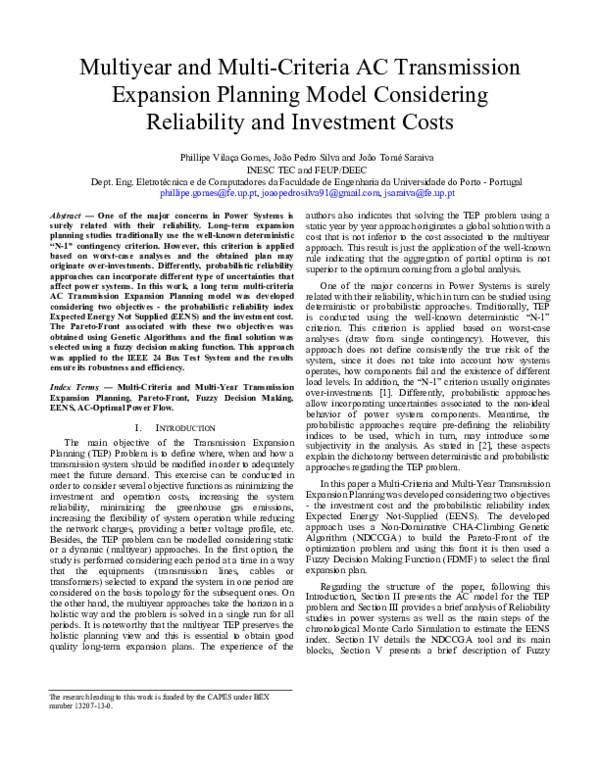 (PDF) Multiyear and multi-criteria AC Transmission Expansion Planning model considering ...