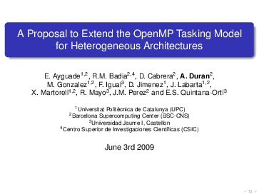 (PDF) A Proposal to Extend the OpenMP Tasking Model for Heterogeneous Architectures | Danna ...