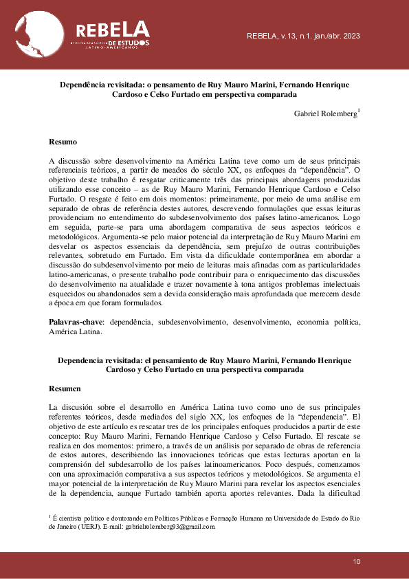 (PDF) Dependência revisitada - O pensamento de Ruy Mauro Marini ...