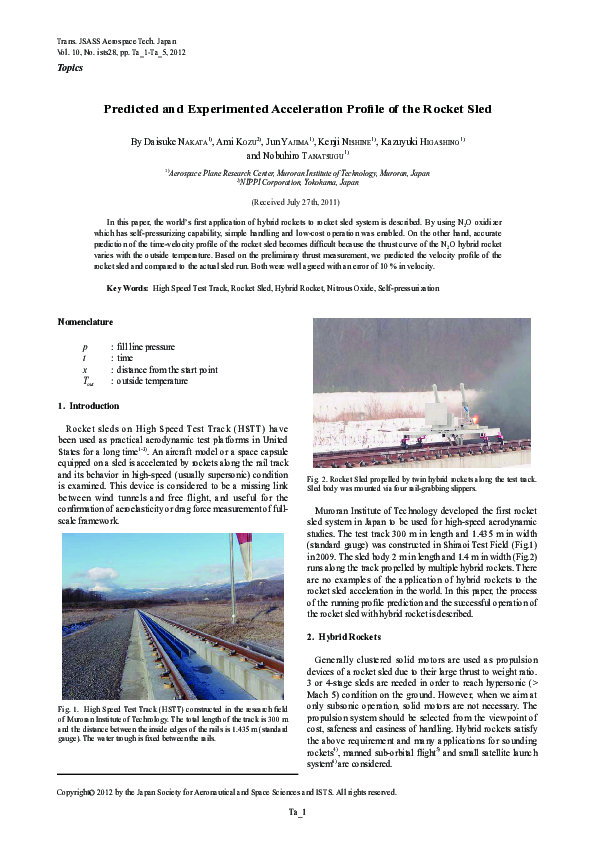 (PDF) Predicted and Experimented Acceleration Profile of the Rocket Sled