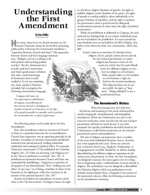 (PDF) Understanding the First Amendment