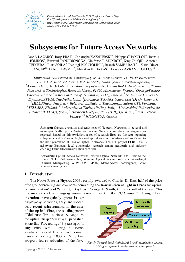 (PDF) Optical Subsystems for Next Generation Access Networks