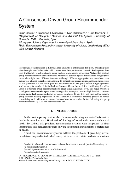 (PDF) A Consensus-Driven Group Recommender System
